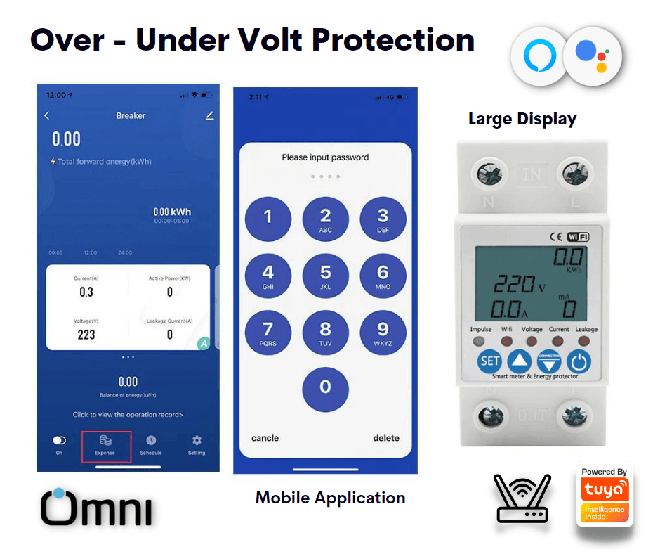 Smart Circuit Breaker 2P - Smart electric Sub Meter